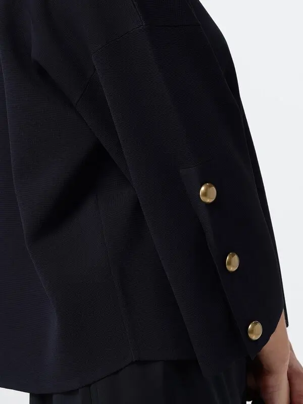 Max Mara Cropped V-neck Blouse With Dropped Shoulders And Button Details - Blue