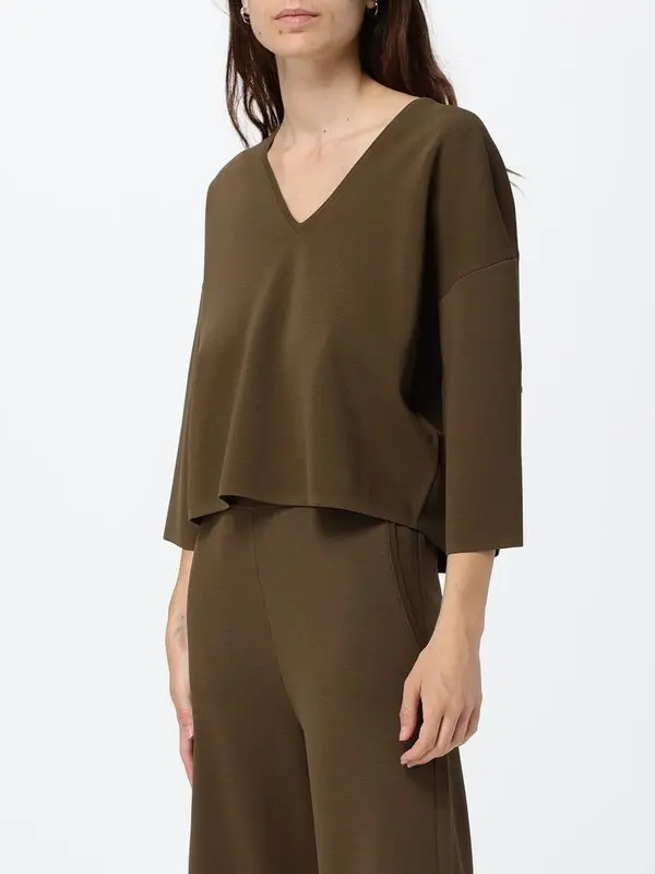 Max Mara Cropped V-neck Blouse With Dropped Shoulders - Green