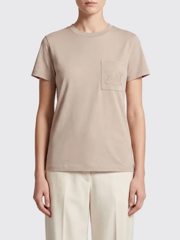 Max Mara Cotton T-shirt With Monogram And Patch Pocket