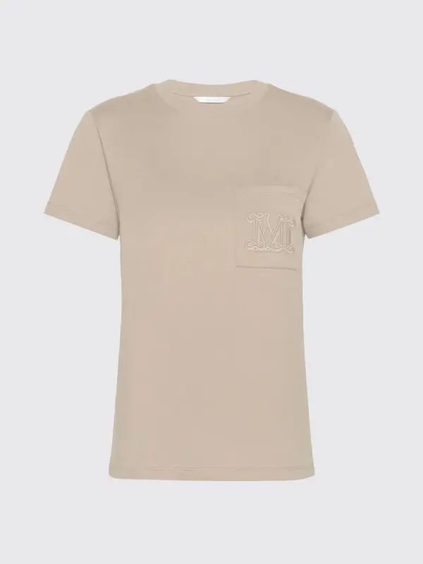 Max Mara Cotton T-shirt With Monogram And Patch Pocket