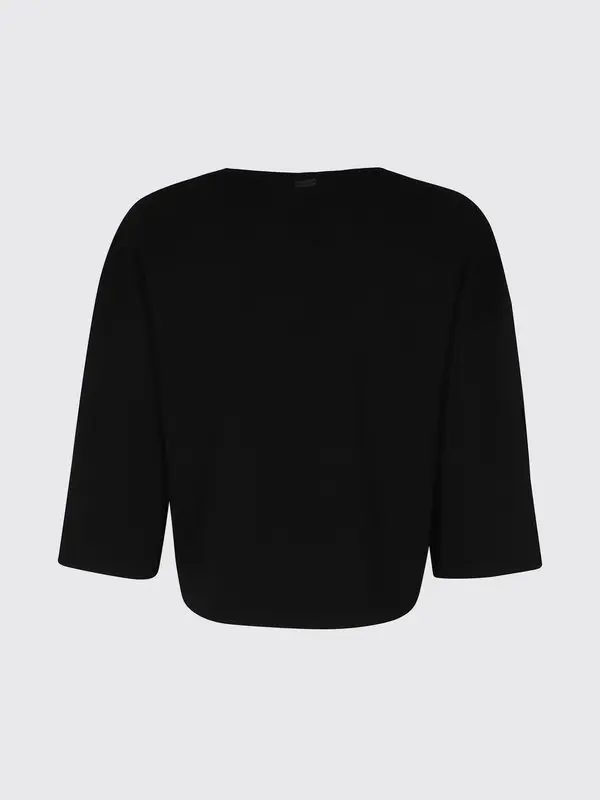 Max Mara Cropped V-neck Blouse With Embellished Cuffs - Black