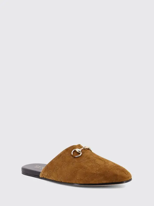 Gucci Horsebit Embossed Suede Mules
