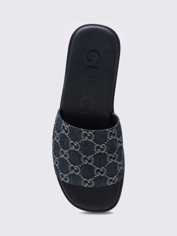 Gucci Gg Monogram Jacquard Denim Slides