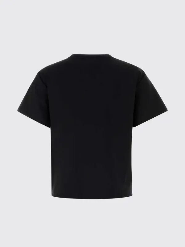 Max Mara Cotton Blend Crew-neck T-shirt With Tone-on-tone Logo - Black