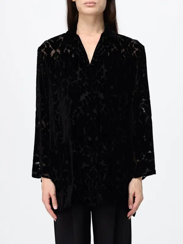 Gucci Silk Blend Shirt With Classic Collar And Concealed Placket - Black