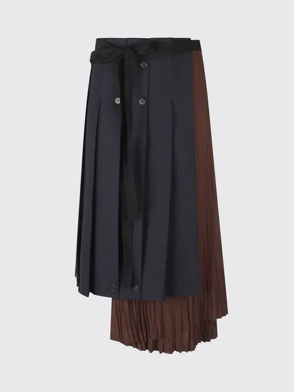 Prada Pleated Virgin Wool And Viscose Midi Skirt - Blue