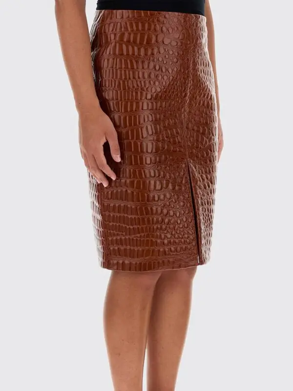 Saint Laurent Textured Leather Skirt - Multicolor