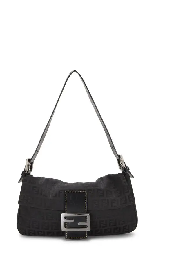 Fendi Zucchino Baguette Shoulder Bag - Black