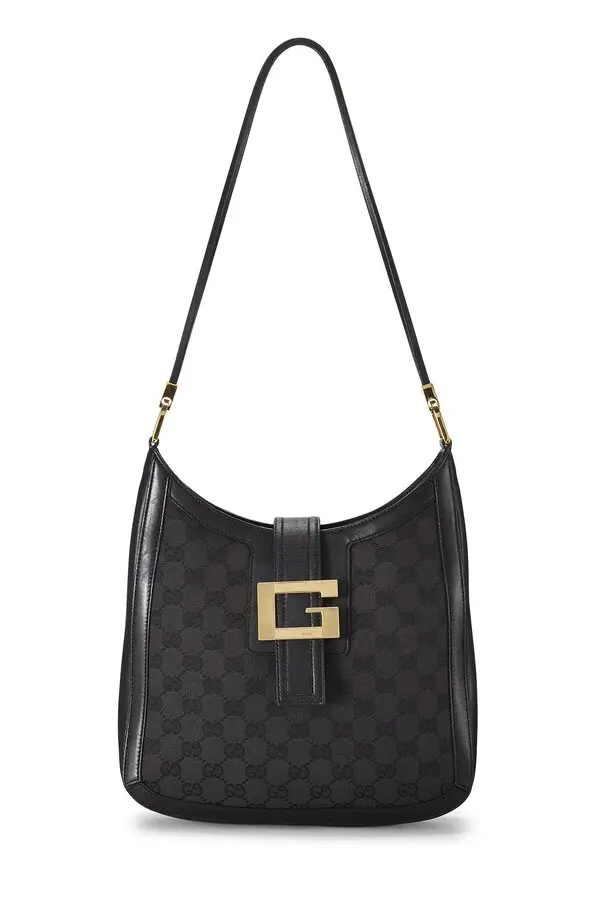 Gucci Canvas G Buckle Hobo - Black