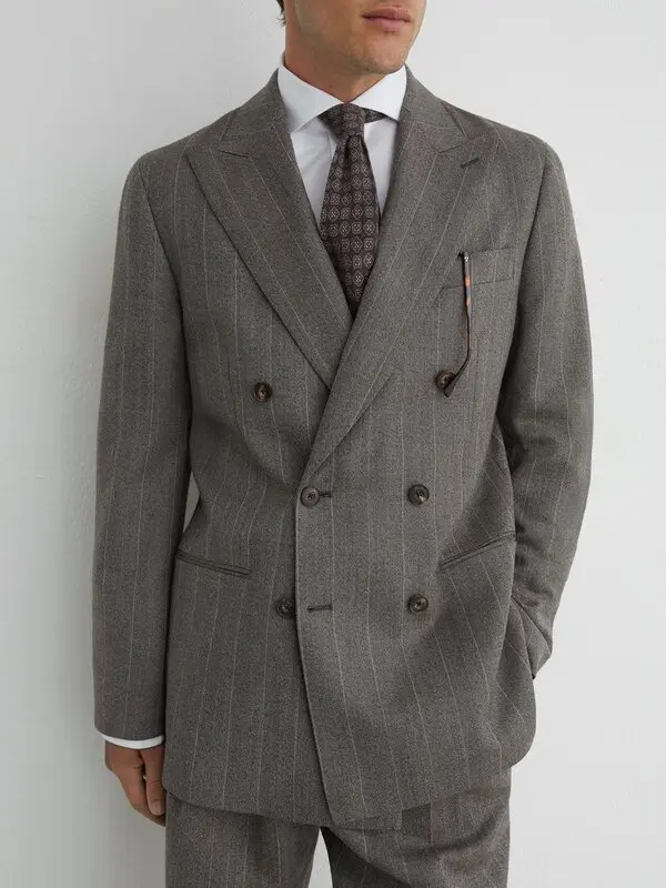 REISS Deal Wool Double-breasted Pinstripe Suit Blazer Classic-fit