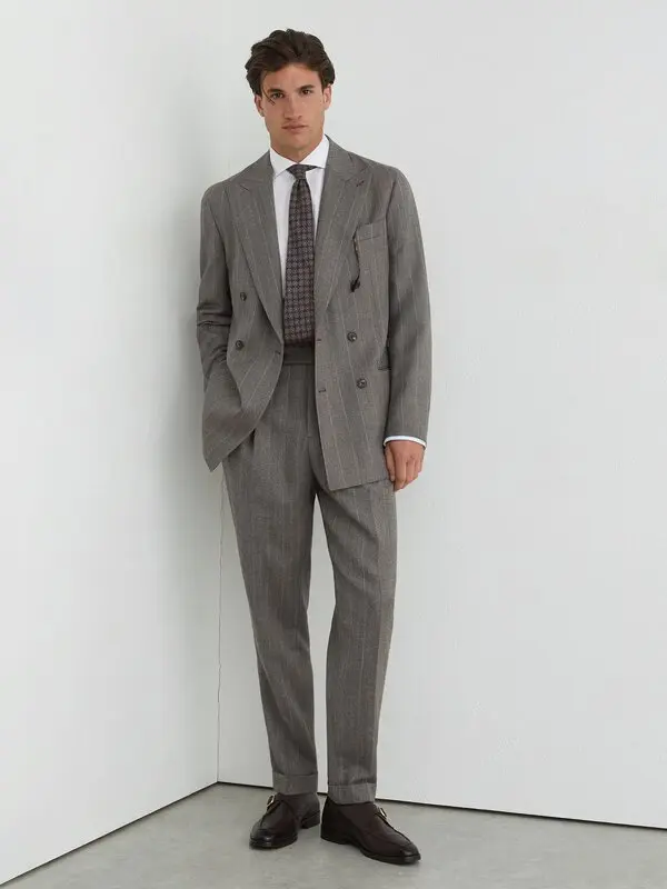 REISS Deal Wool Double-breasted Pinstripe Suit Blazer Classic-fit