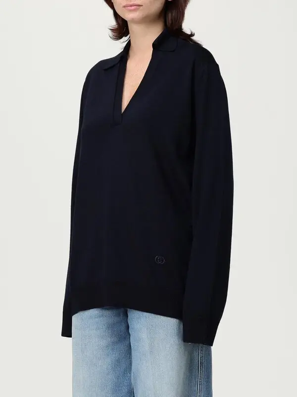 Gucci Polo Shirt Navy Polyester Long Sleeve - Blue