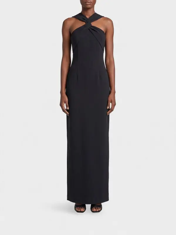 Solace London Long Criªpe Dress - Black