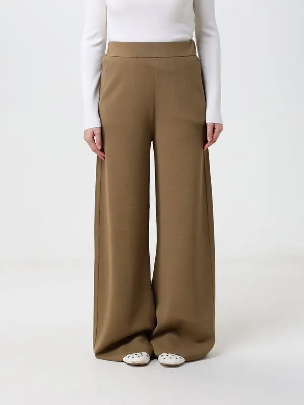 Max Mara High-waisted Wide Leg Knit Wool Trousers - Brown
