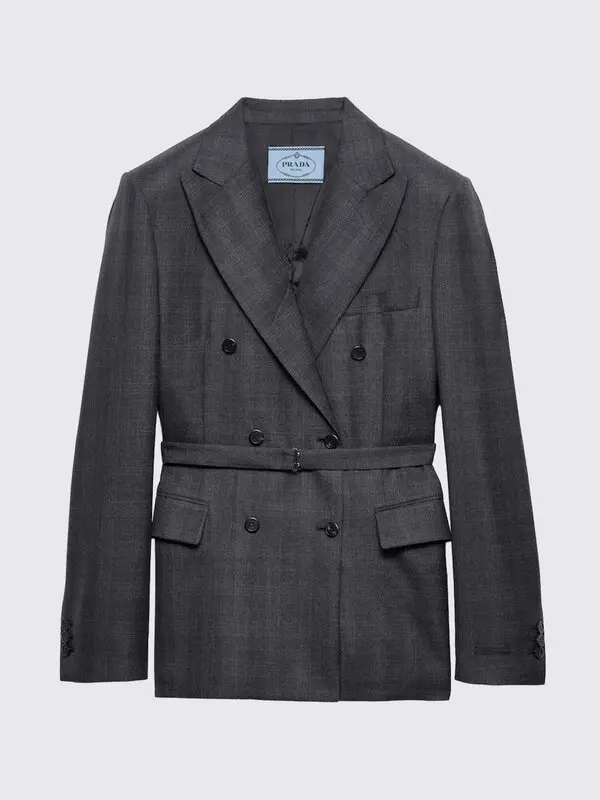 Prada Double-breasted Checked Wool Jacket - Multicolor
