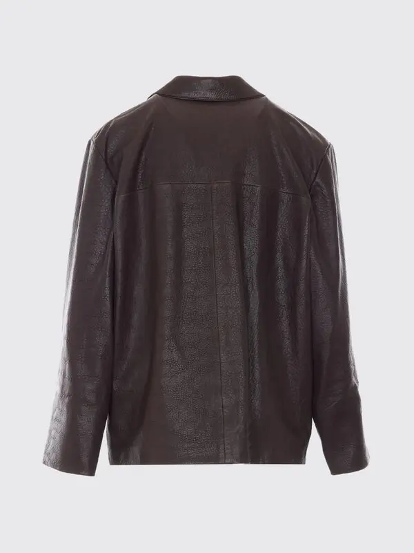 Saint Laurent Cropped Lambskin Leather Shirt Jacket With Patch Pockets