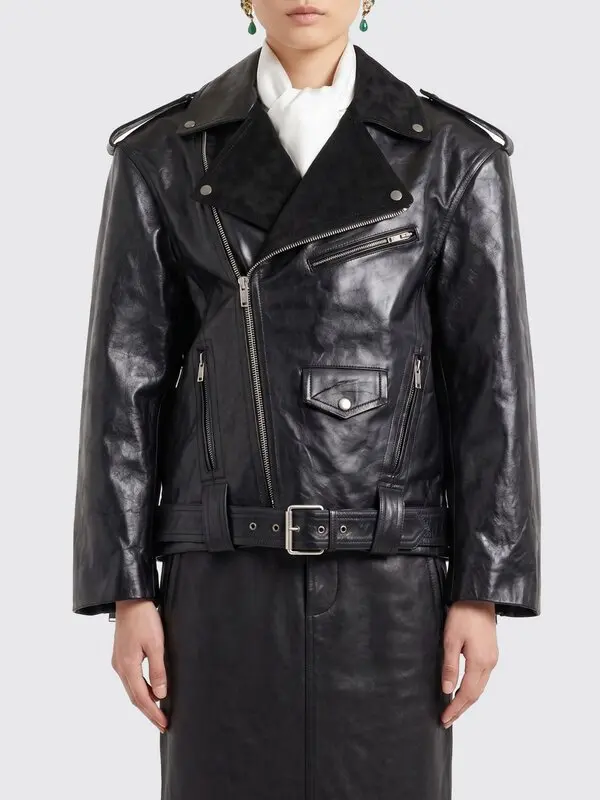 Saint Laurent Smooth Calfskin Biker Jacket With Asymmetric Zip - Black