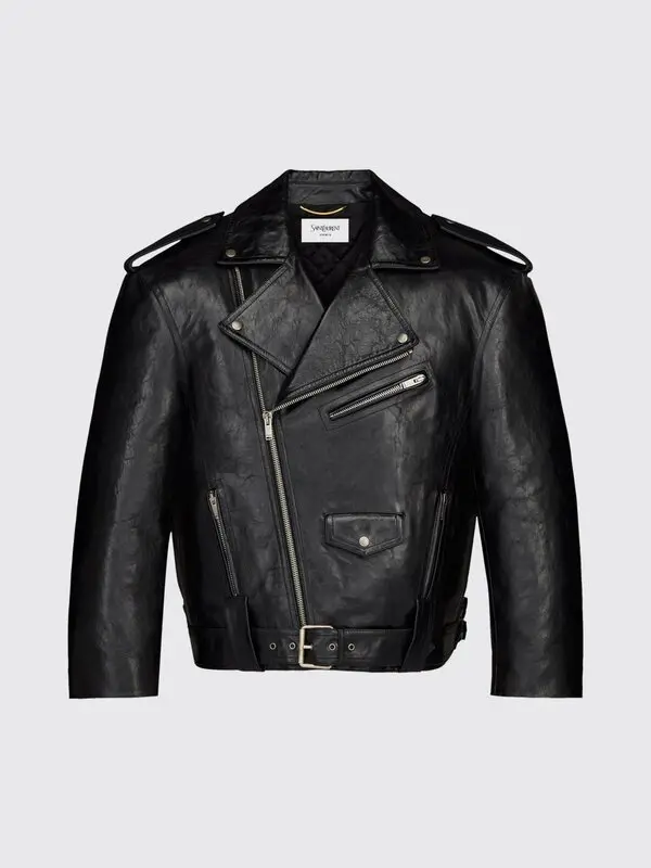 Saint Laurent Smooth Calfskin Biker Jacket With Asymmetric Zip
