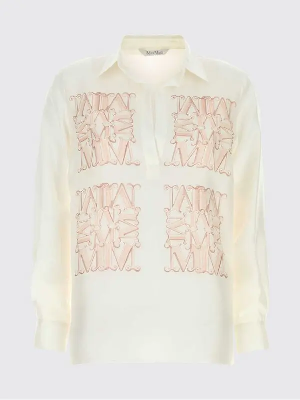 Max Mara Monogram Print Silk Shirt With Classic Collar