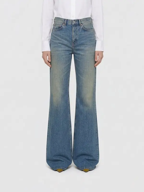 Saint Laurent Flared Cotton Denim Jeans - Blue