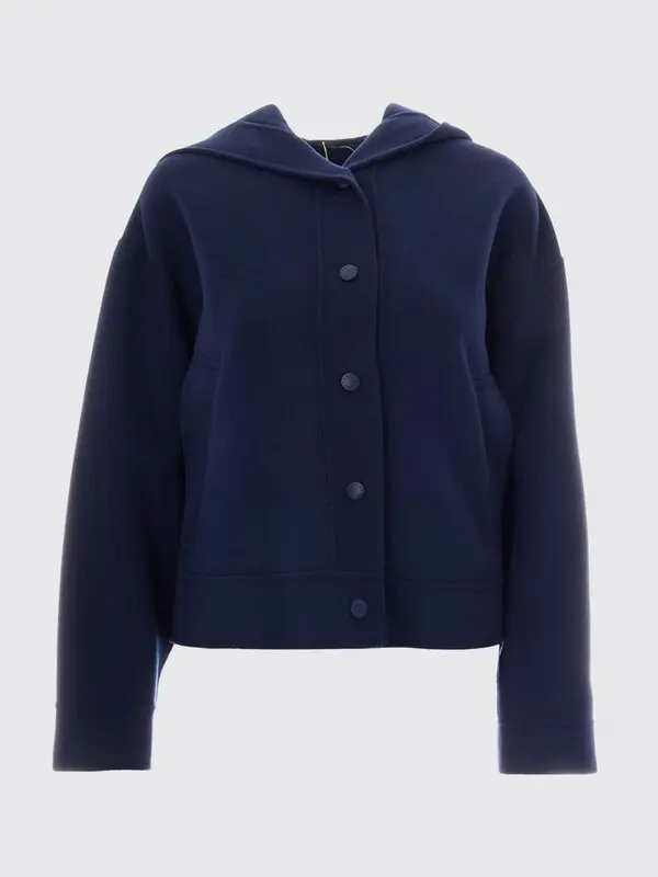 Max Mara Wool Blend Hooded Jacket - Blue