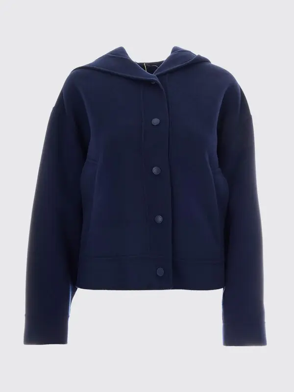 Max Mara Wool Blend Hooded Jacket - Blue
