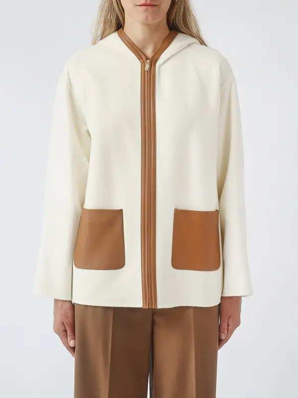 Max Mara Zip-up Hooded Jacket With Leather Accents