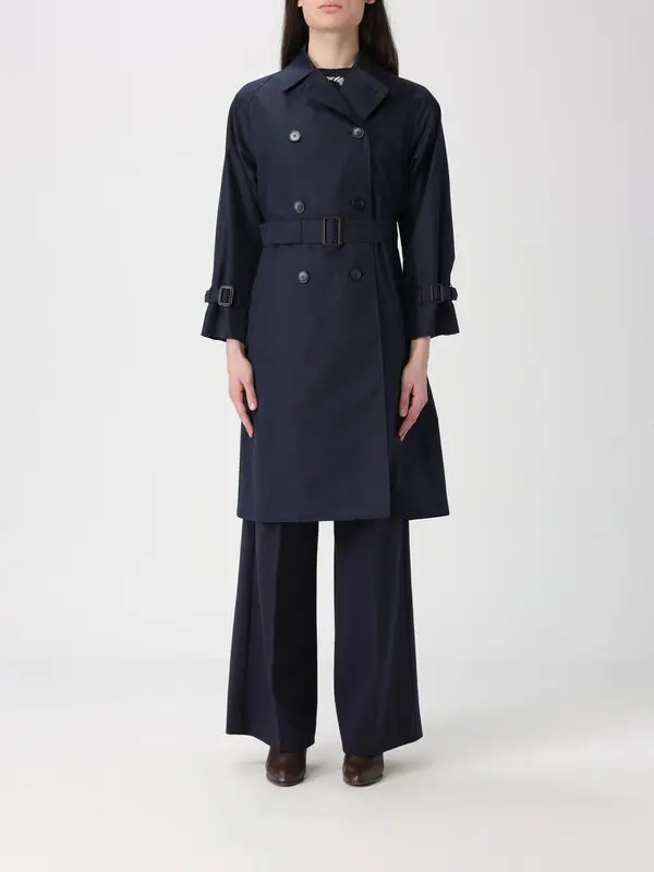 Max Mara Double-breasted Cotton Gabardine Trench Coat - Blue