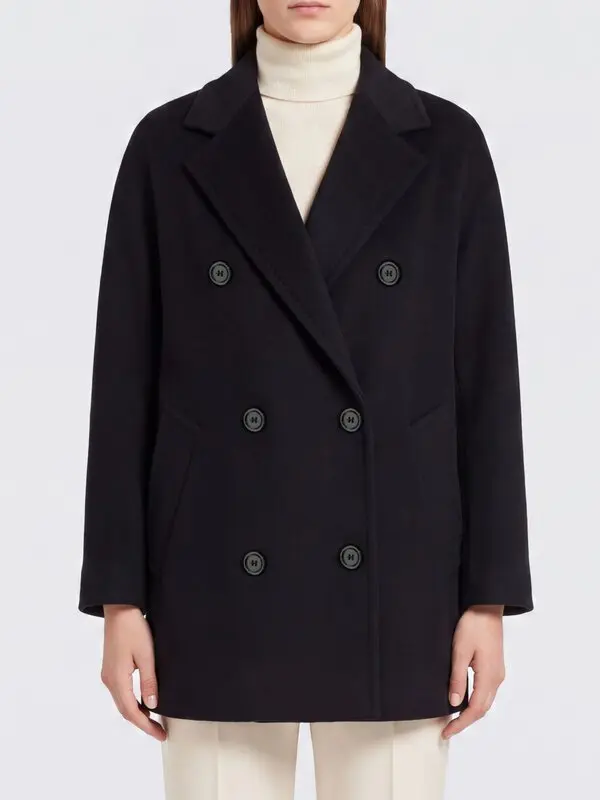Max Mara Double-breasted Wool Caban Coat With Relaxed Fit And Lapel Collar - Black