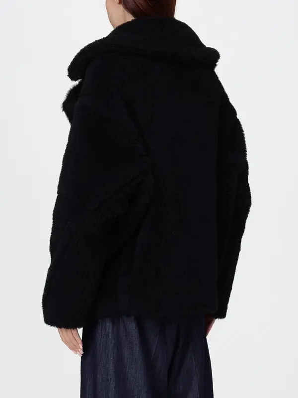 Max Mara Short Double-breasted Faux-fur Effect Coat In A Wool Blend