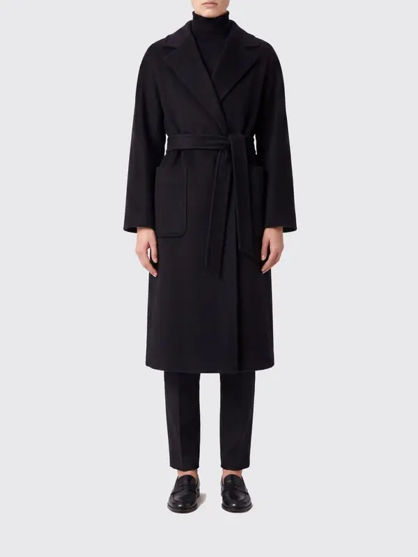 Max Mara Long Robe Coat In Pure Cashmere With Waist Belt - Brown
