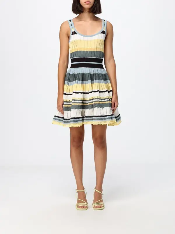 Alaïa Striped Knit Off-the-shoulder Mini Dress - Multicolor