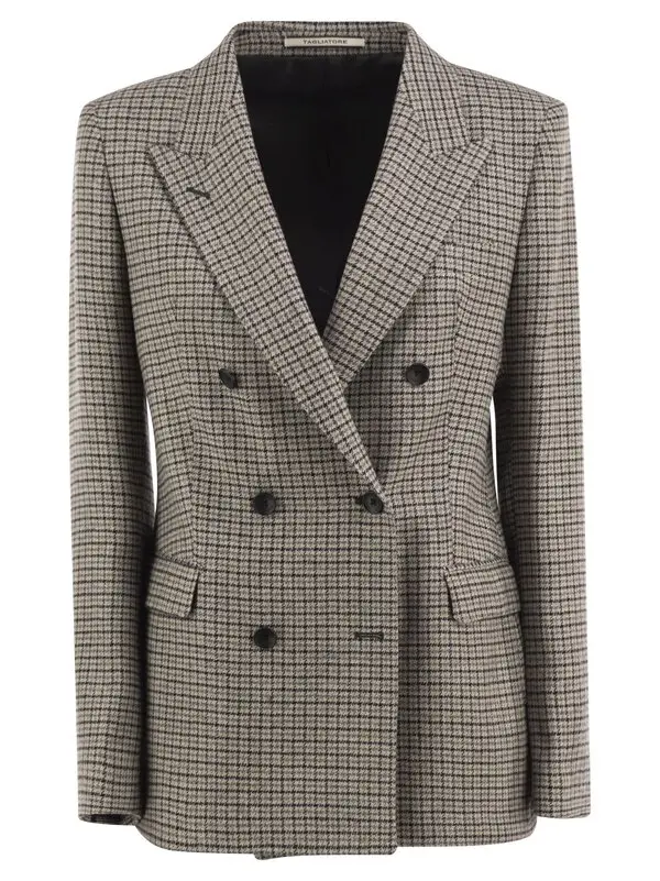 Tagliatore Double-breasted Wool-blend Houndstooth Blazer