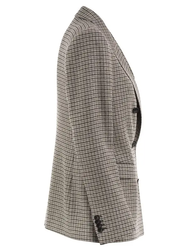 Tagliatore Double-breasted Wool-blend Houndstooth Blazer