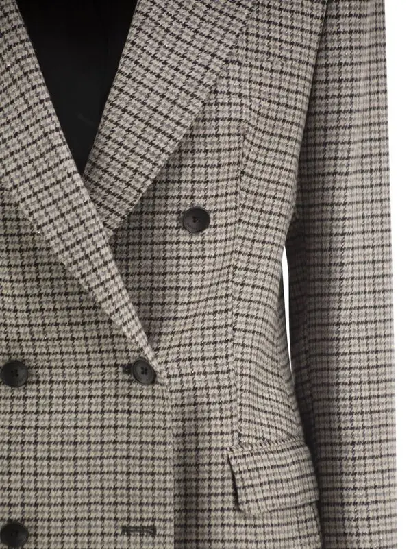 Tagliatore Double-breasted Wool-blend Houndstooth Blazer