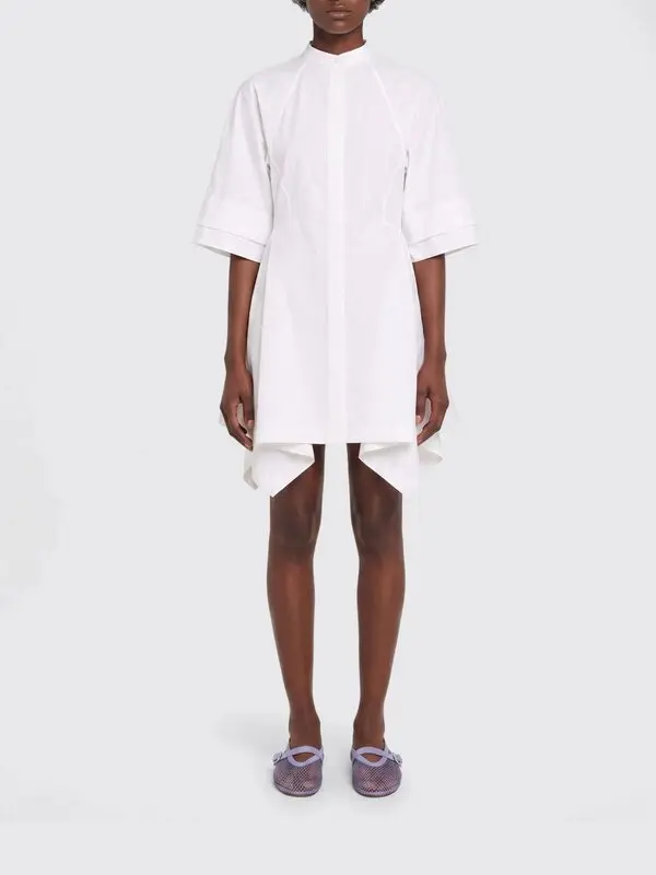 Alaïa Asymmetric Cotton Chemisier Dress - White
