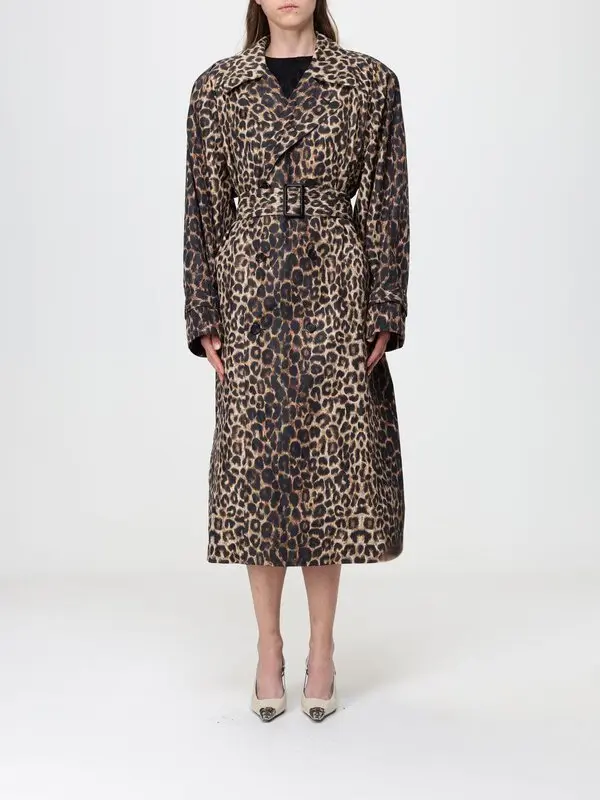 Saint Laurent Animal Print Double-breasted Trench Coat - Multicolor