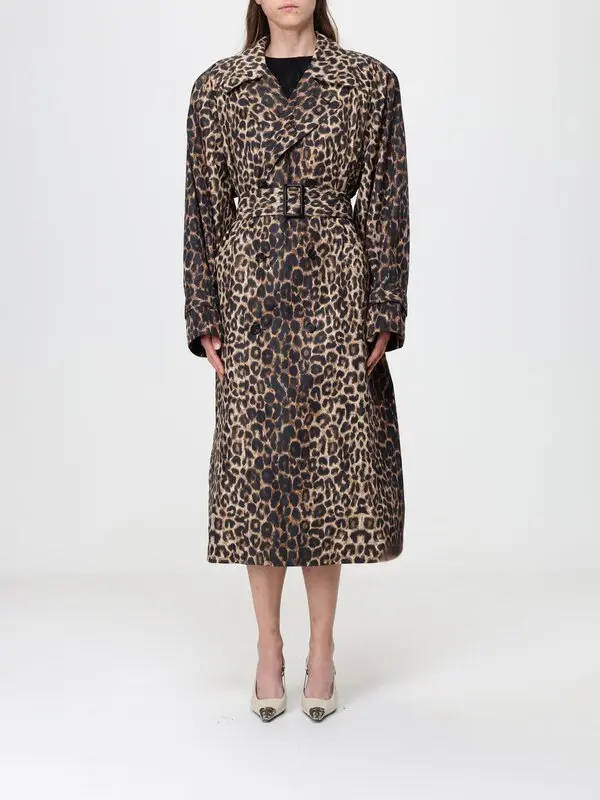 Saint Laurent Animal Print Double-breasted Trench Coat - Multicolor