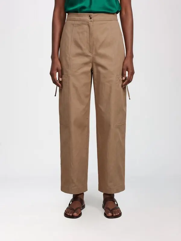 Max Mara Stretch Cotton Cargo Trousers - Cream