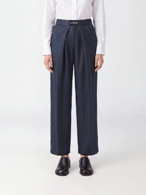 Loewe Wide-leg Silk Trousers With High Elasticated Waist