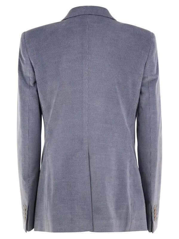 Tagliatore Double-breasted Stretch Cotton And Cashmere Blazer - Blue