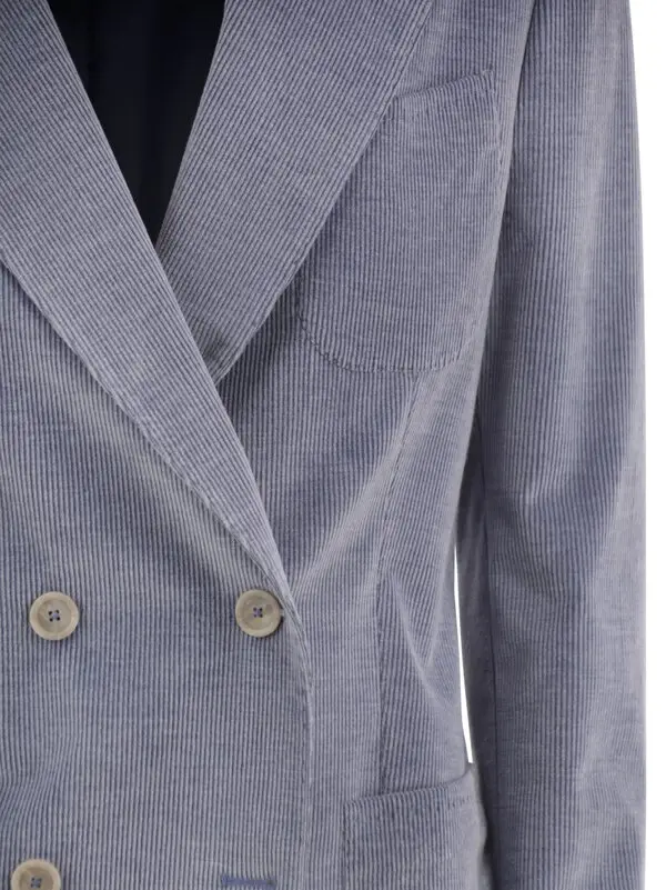 Tagliatore Double-breasted Stretch Cotton And Cashmere Blazer - Blue