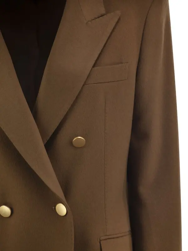 Tagliatore Double-breasted Peak Lapel Cashmere Blazer - Brown