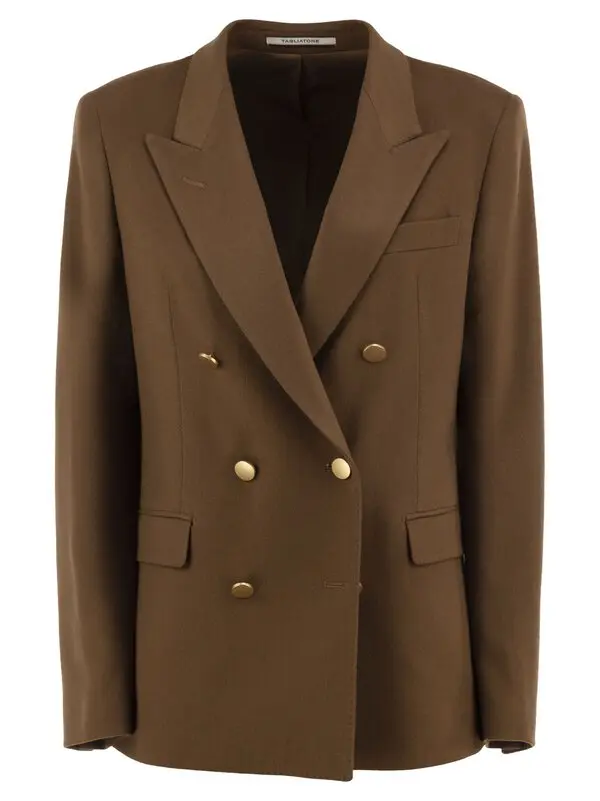 Tagliatore Double-breasted Peak Lapel Cashmere Blazer - Brown