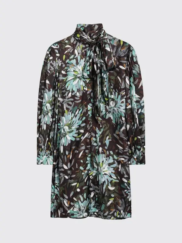Gucci Printed Silk Twill Chemisier Dress