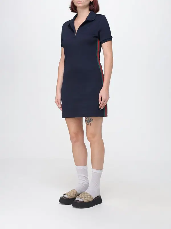 Gucci Cotton Jersey Polo Mini Dress - Blue