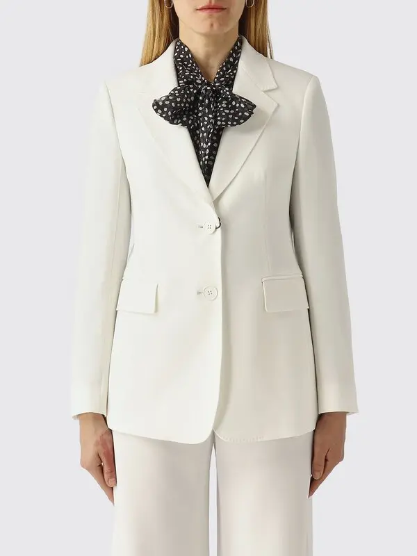 Max Mara Crepe Single Breasted Blazer - White
