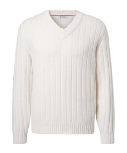 Brunello Cucinelli Ribbed-knit Cashmere Sweater - White