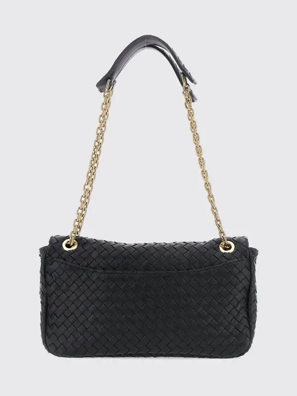 Bottega Veneta Madison Shoulder Bag In Intrecciato Leather With Chain Strap - Black