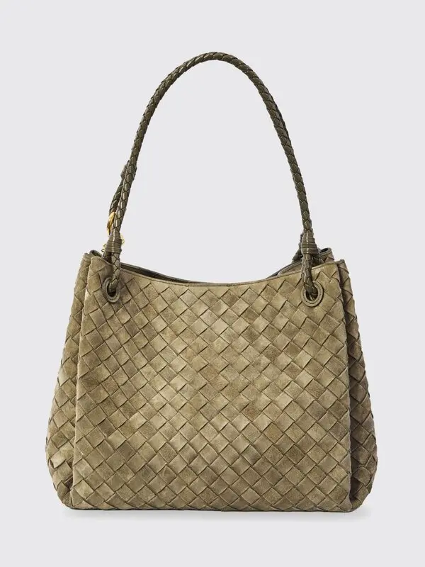 Bottega Veneta Parachute Suede Shoulder Bag With Intrecciato Handle - Multicolor